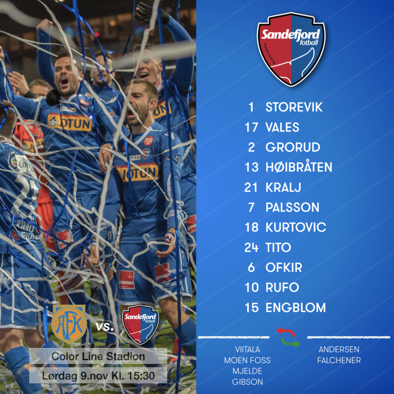 Disse starter dagens kamp mot AAFK / Sandefjord